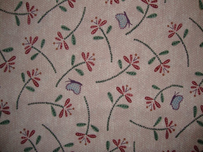 RJR Needlework Sampler Pink Mauve Flowers & Blue Butterflies Cotton ...