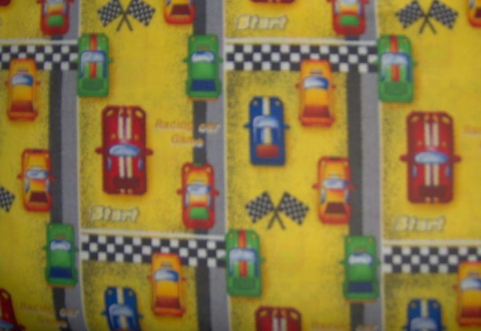 BTY Finish Line Race Car Game Stripe Border on Yellow Kids Fabric By ...