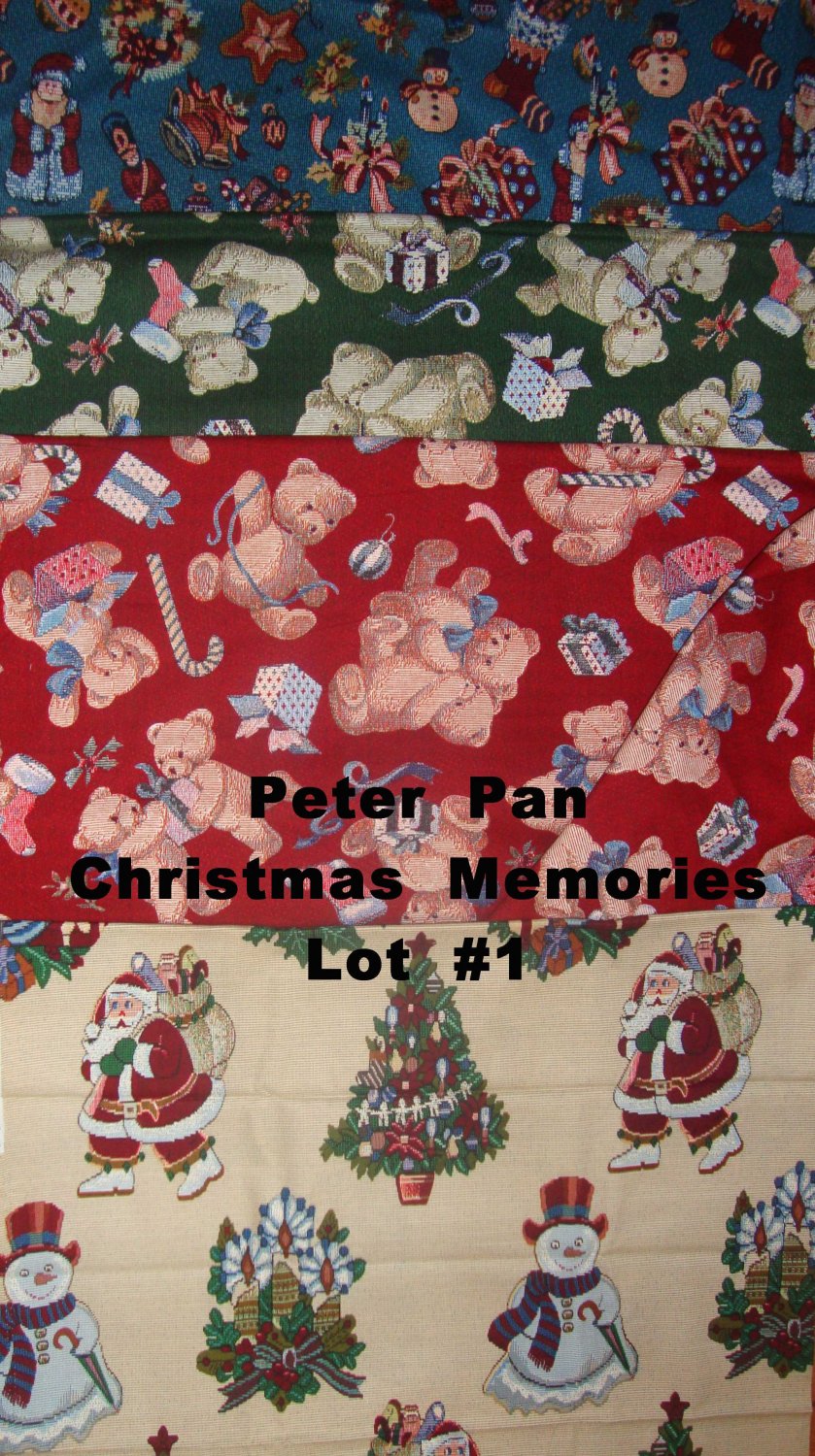 8 Yards Peter Pan Christmas Memories 4 Designs Cotton Quilt Fabric Lot #1