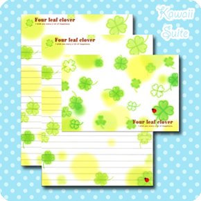 Four Leaf Clover Letter Set Kawaii