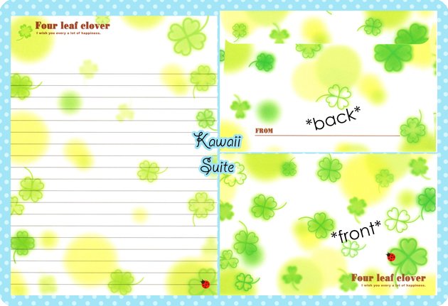 Four Leaf Clover Letter Set Kawaii