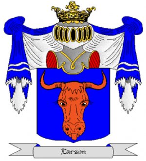 Larson Coat of Arms in Cross Stitch