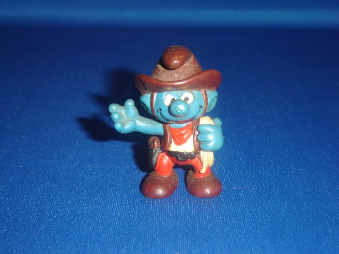 Vintage 1981 Cowboy Smurf With Brown Cowboy Hat Vest Gun And Holster ...
