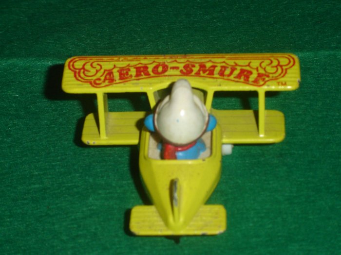 Vintage Smurfs 1982 Yellow Aero Smurf Airplane With Pilot Smurf in a ...