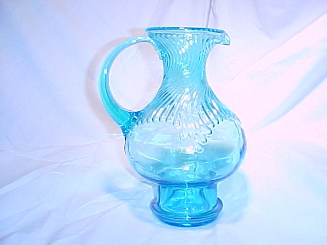 Tiara Glassware -- Blue Hurricane Pitcher