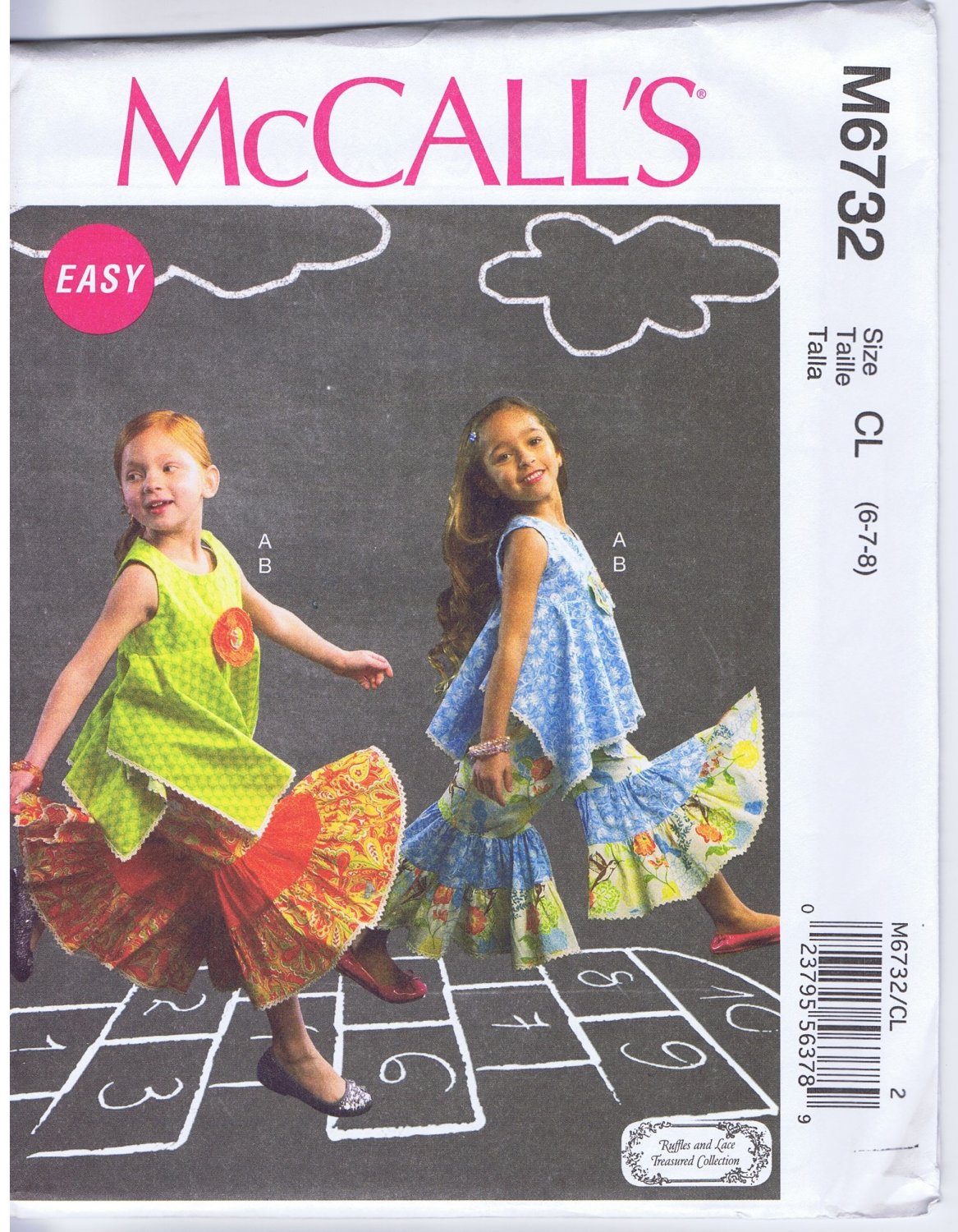M6732 - McCalls - girls top and pants - size 6 - 8 - (T-Bla-L-16)