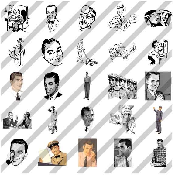 Vintage Retro 1950s Men/Women Images Clip Art CD