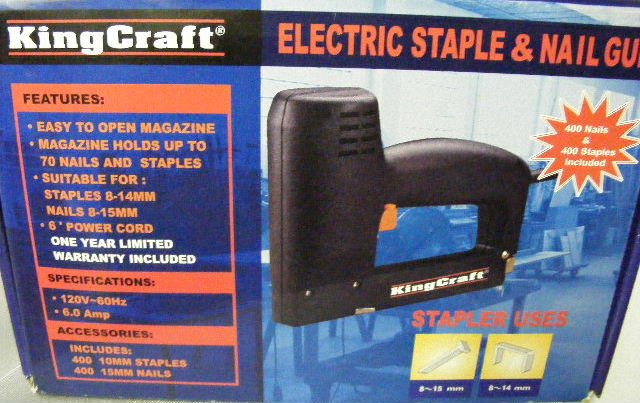 Electric Staple and Nail Gun King Craft 120V~60Hz 6.0 Amp