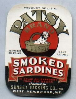 Patsy Brand Smoked Sardines Can Advertising Label