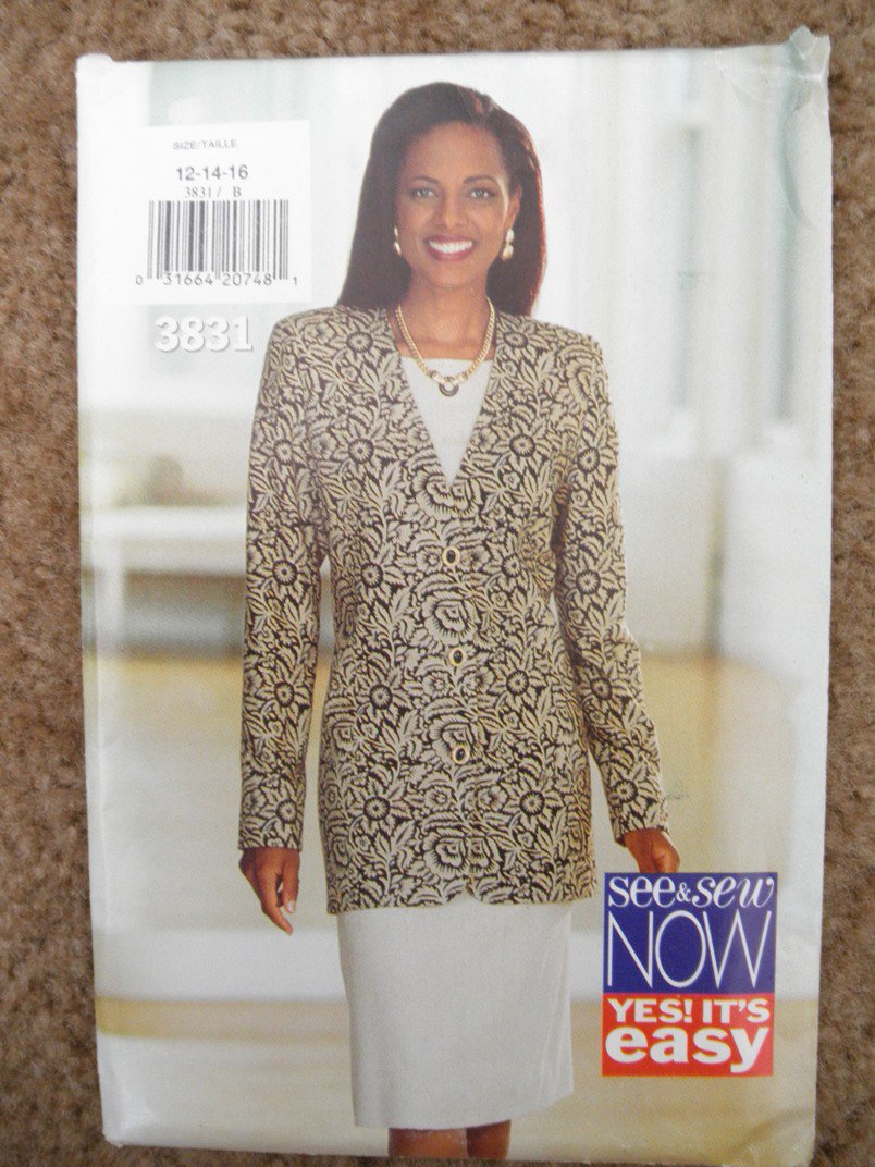 Butterick See and Sew Sewing Pattern 3831 Misses Size 12 14 16 Easy ...