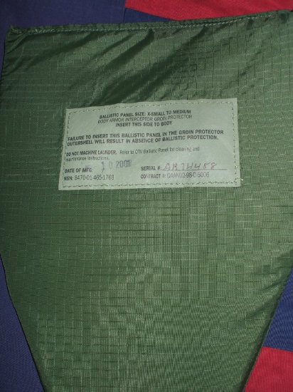 SOLD - Ballistic Panel Body Armor Interceptor Groin Protector