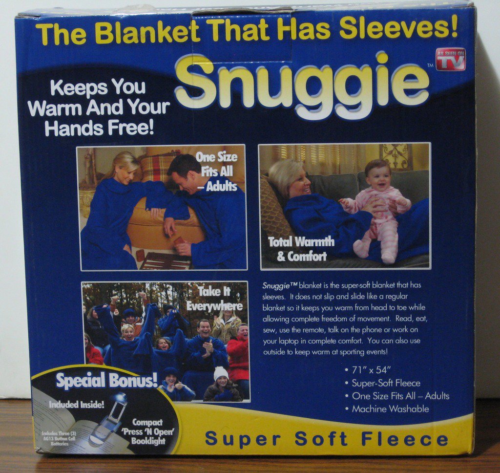Snuggie Blanket with Sleeves - Blue - New Open Box - Missing Bonus ...