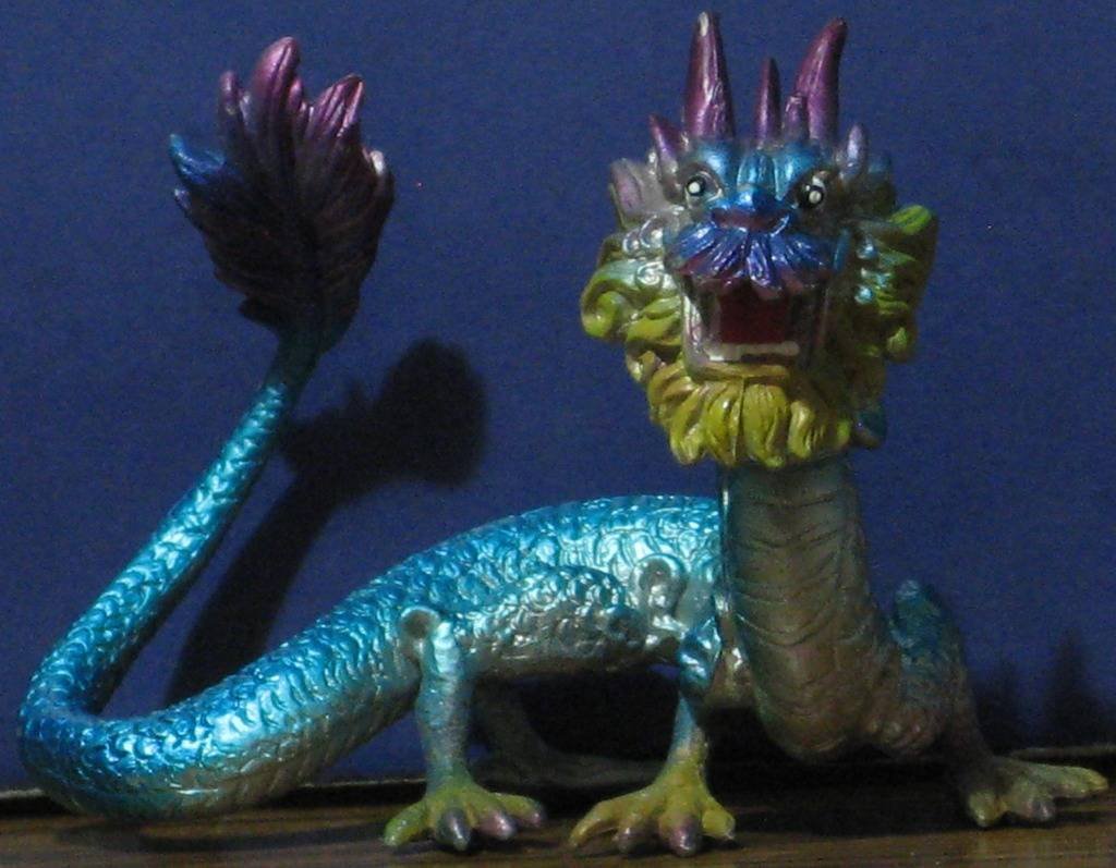 Chinese / Oriental PVC Blue Dragon Figure - Unbranded - 3" Long 2 1/4" Tall