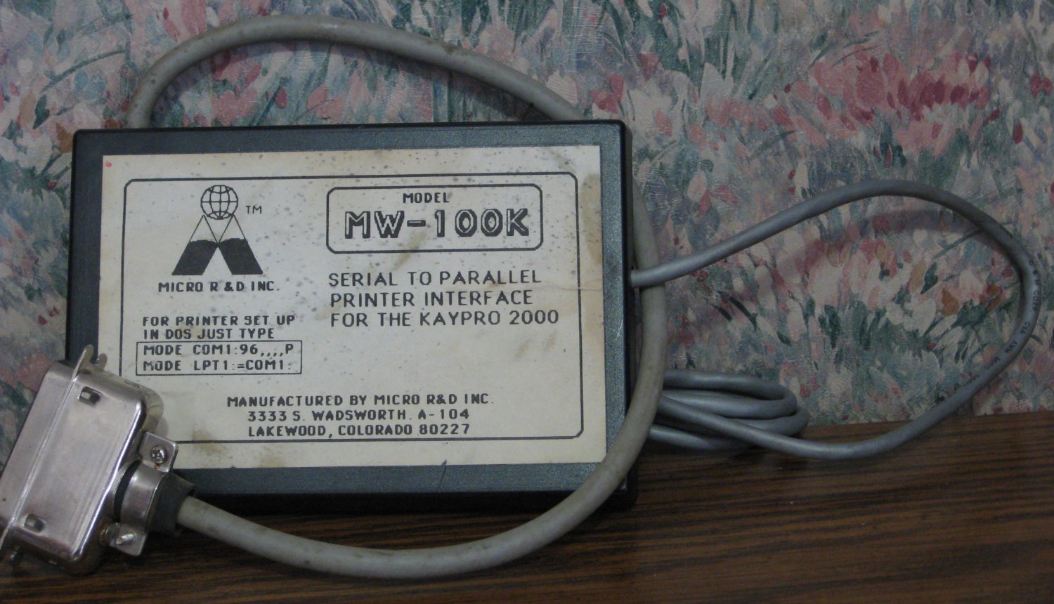 SOLD - Kaypro 2000 Serial to Parallel Printer Interface - MW-100K ...
