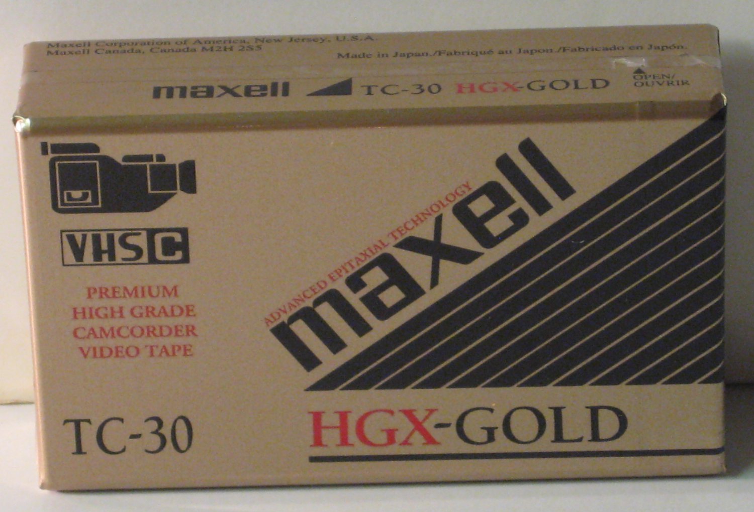 Maxell TC-30 HGX-Gold - 30 Minute VHS-C Video Camcorder Cassette Tape - 1990s Vintage