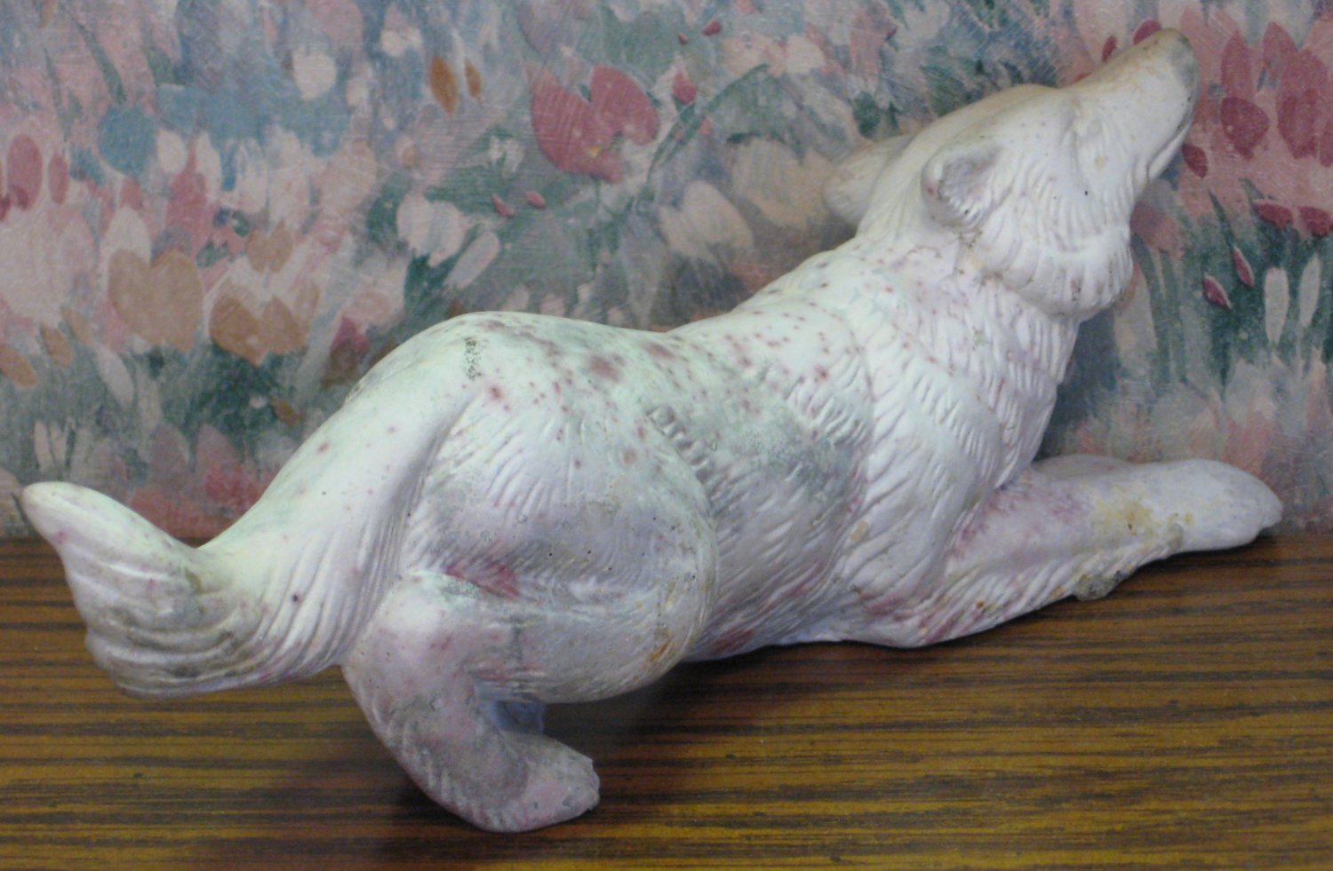Gray Wolf Unpainted Ceramic or Porcelain Playful Crouching Figurine ...