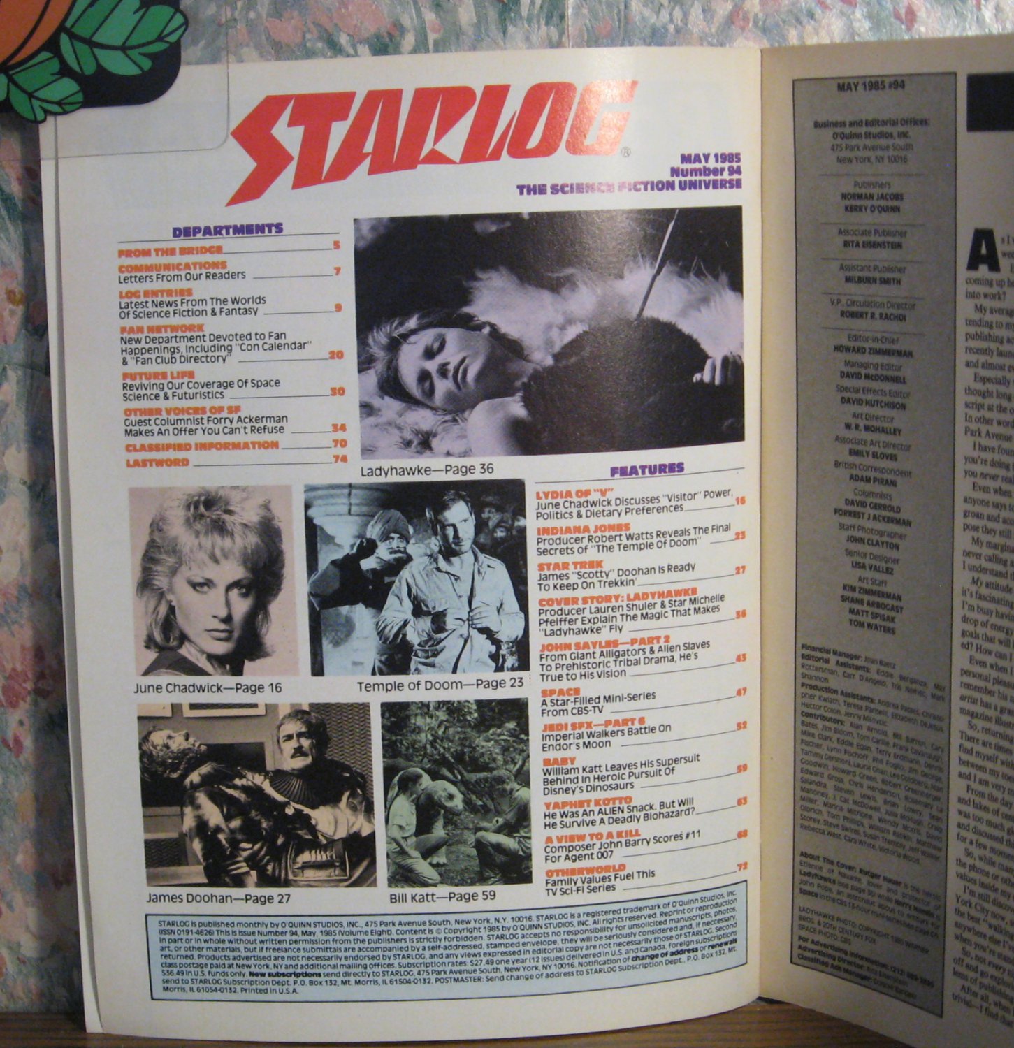 SOLD - Starlog Magazine #94 - Ladyhawke Star Wars V Hitchhiker's Guide ...