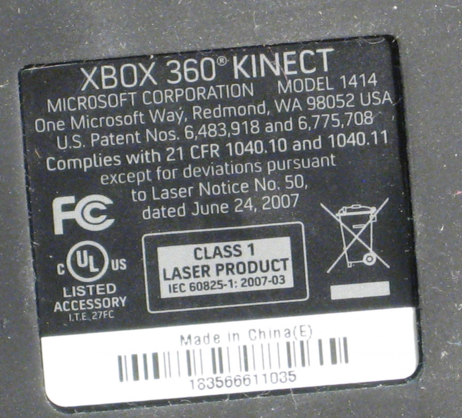 Microsoft XBox 360 Kinect Motion Sensor / Capture Controller