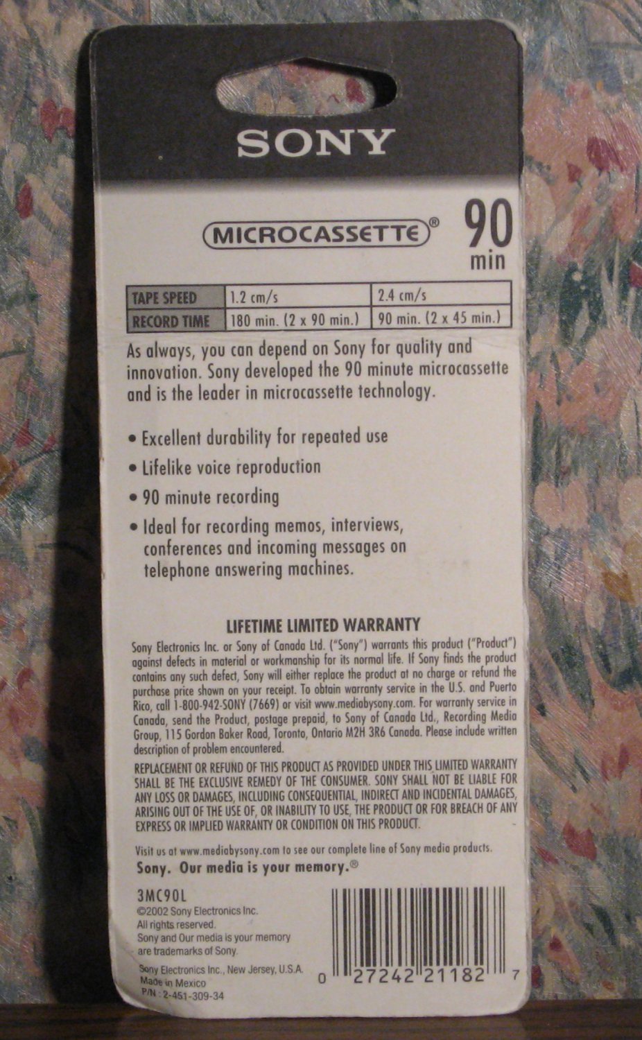 Sony MC90 Microcassette 3 Pack - 90 Minute Micro Cassette Tapes - New ...