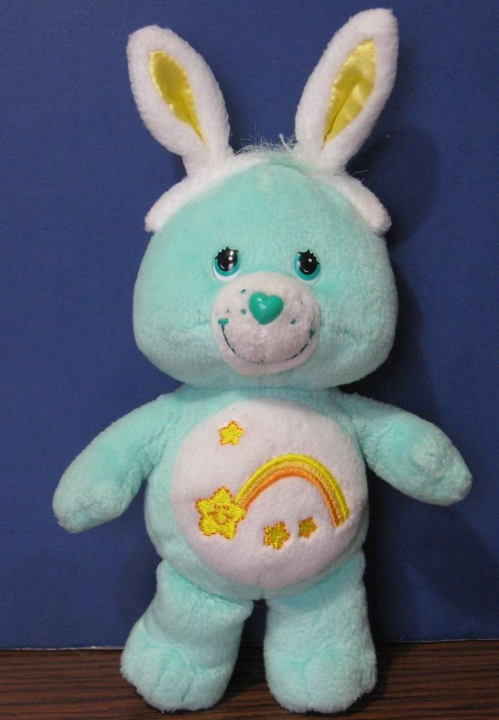 Care Bears Wish Bear 9" Easter Bunny Plush Bear - Play Along - 2004 Vintage