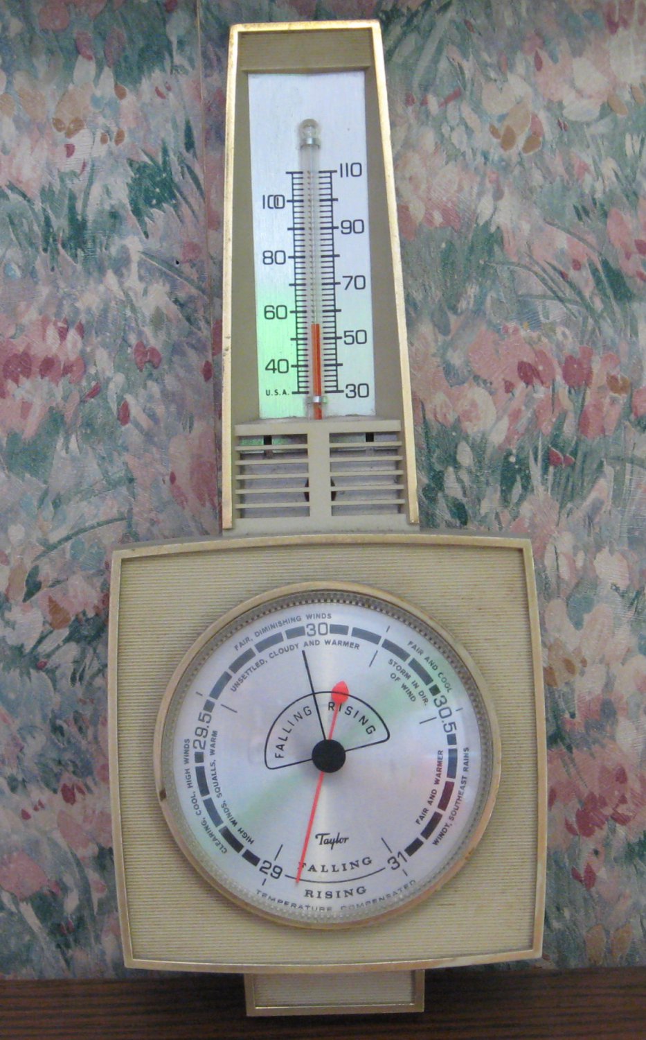 Taylor Wall Mounted Thermometer / Barometer - 1970s Vintage