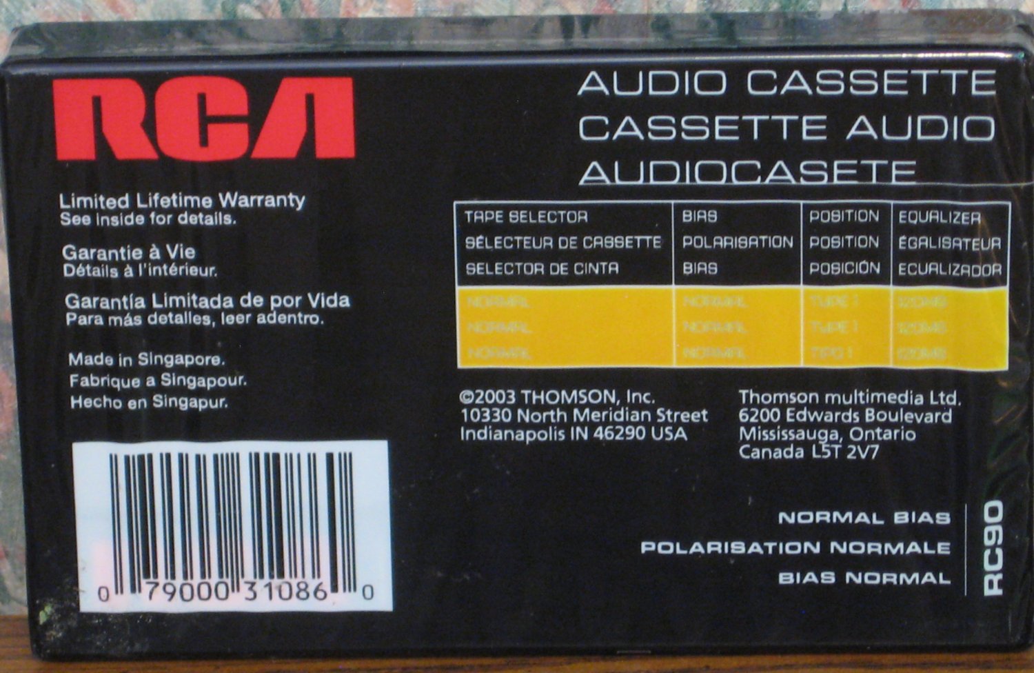 Audio Cassette Tape - RCA RC90 - 90 Minutes - New / Sealed