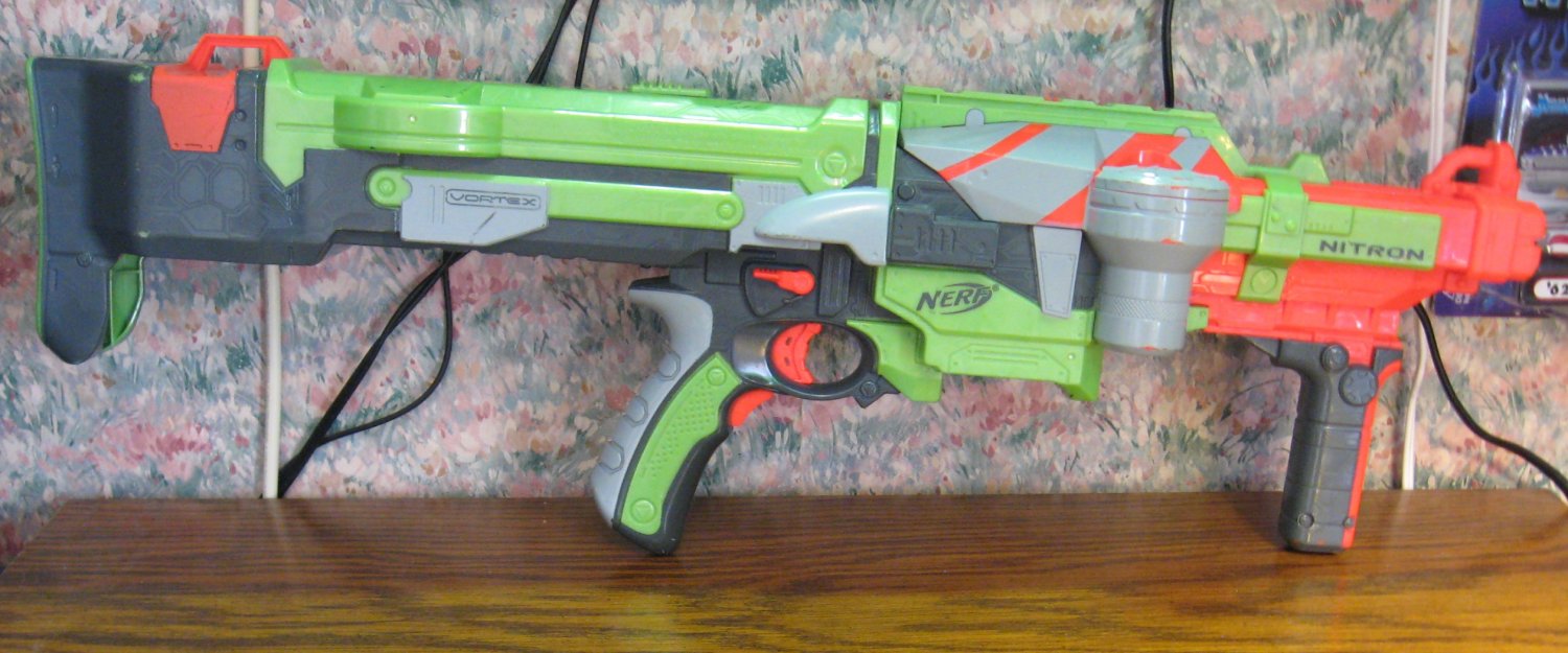 Nerf Vortex Nitron Motorized Foam Disc Launcher Blaster Rifle - Green ...