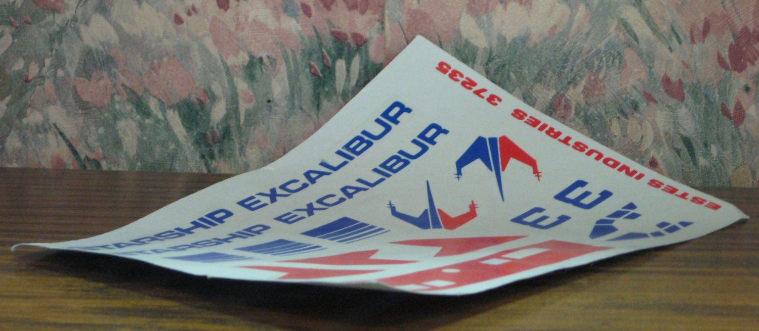 SOLD - Estes Starship Excalibur Model Rocket Water Transfer Decal Sheet ...