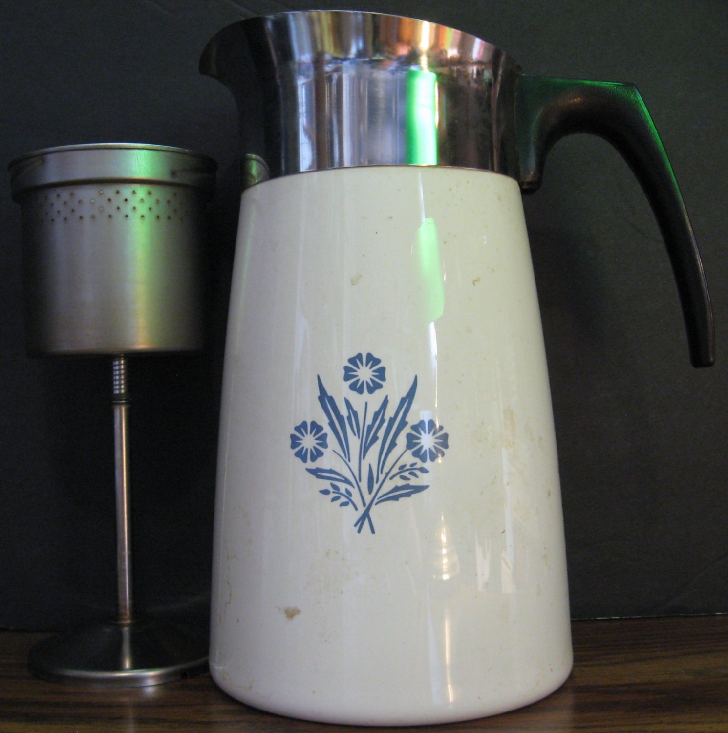 SOLD - Corning Ware 9 Cup Stove Top Coffee Percolator - Cornflower ...