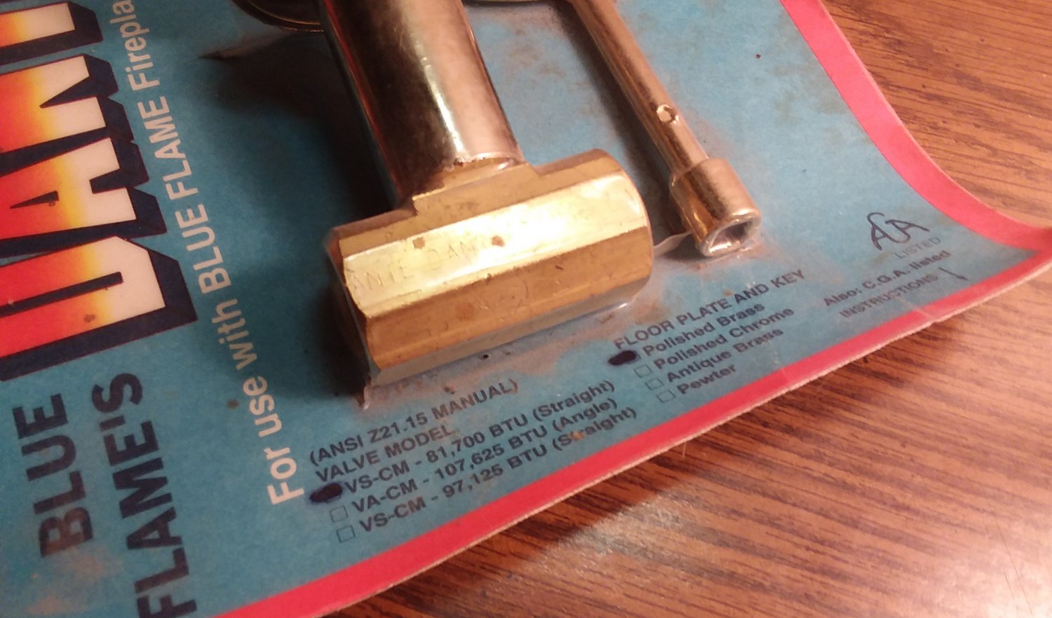 Blue Flame Dante Gas Valve for Fireplace Log Lighter VS-CM 81700 BTU ...