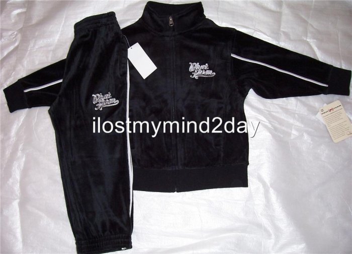 PHAT FARM BABY BLACK 2 PIECE VELOUR TRACK SUIT SZ 3T-NWT