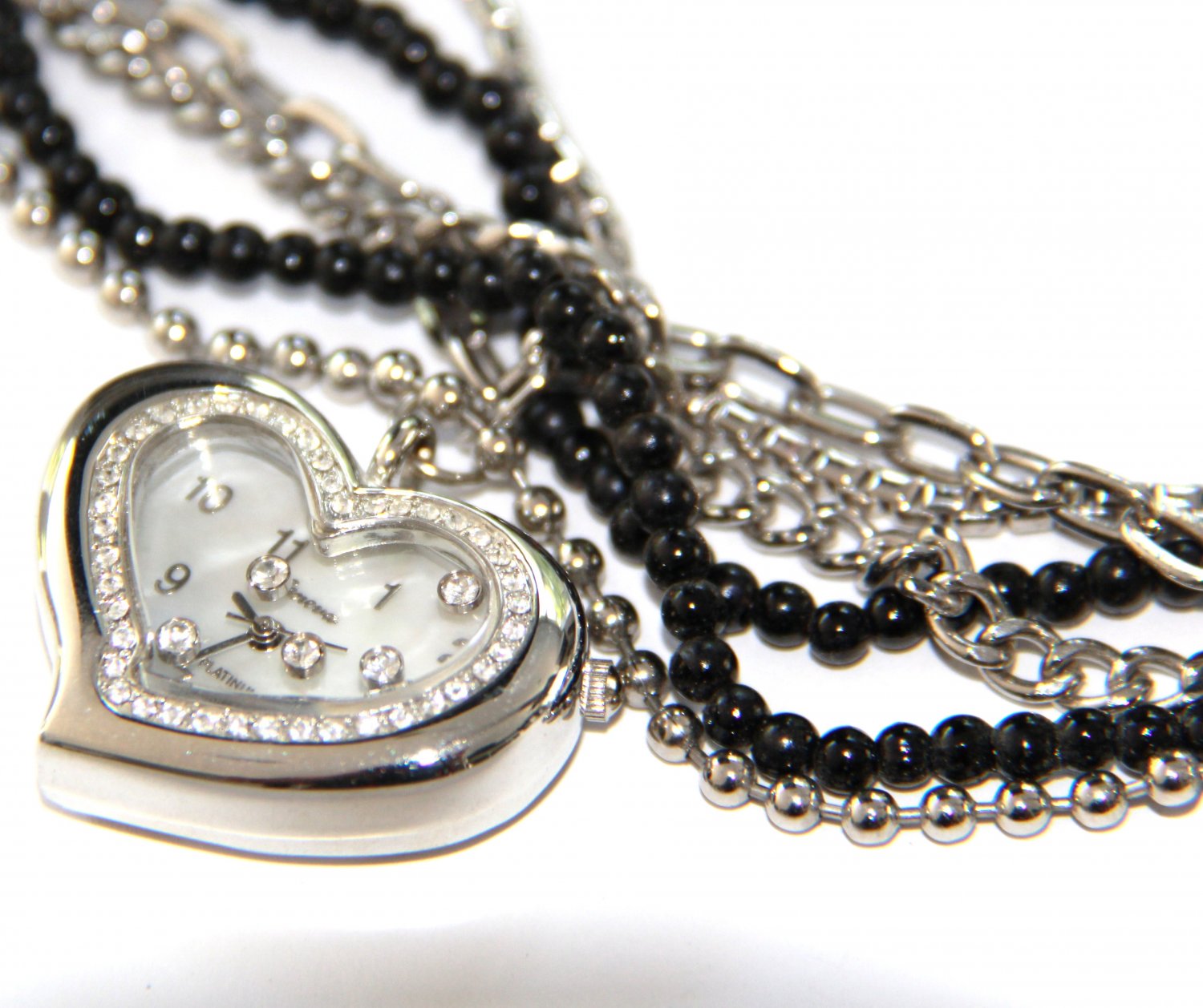 Floating Crystals Heart Face Multi Chain Watch WW121
