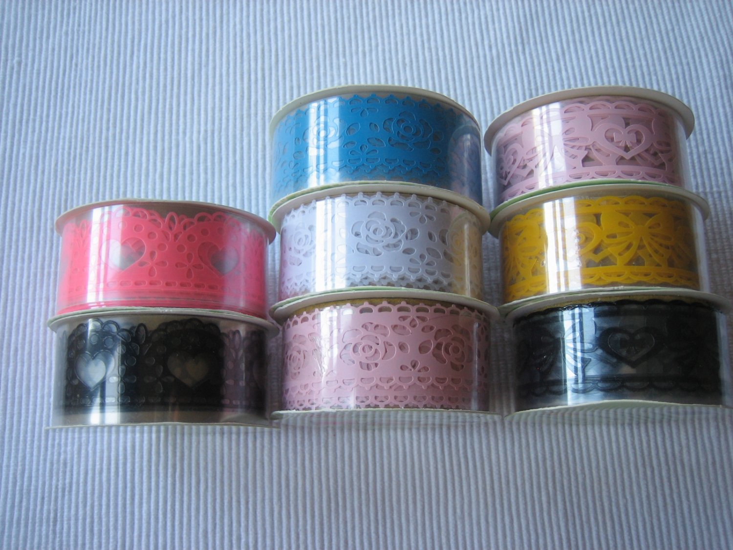 8rolls 24mm x 1m PVC Lace Tape Assorted Design and Colour