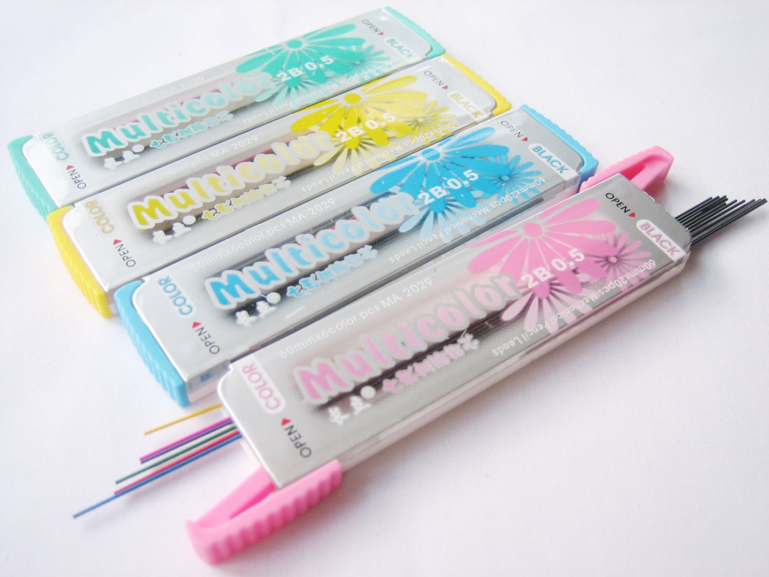 Trial Pack No Shipping Fee 1 tube 0.5mm 2B Multicolor Mechanical Pencil ...