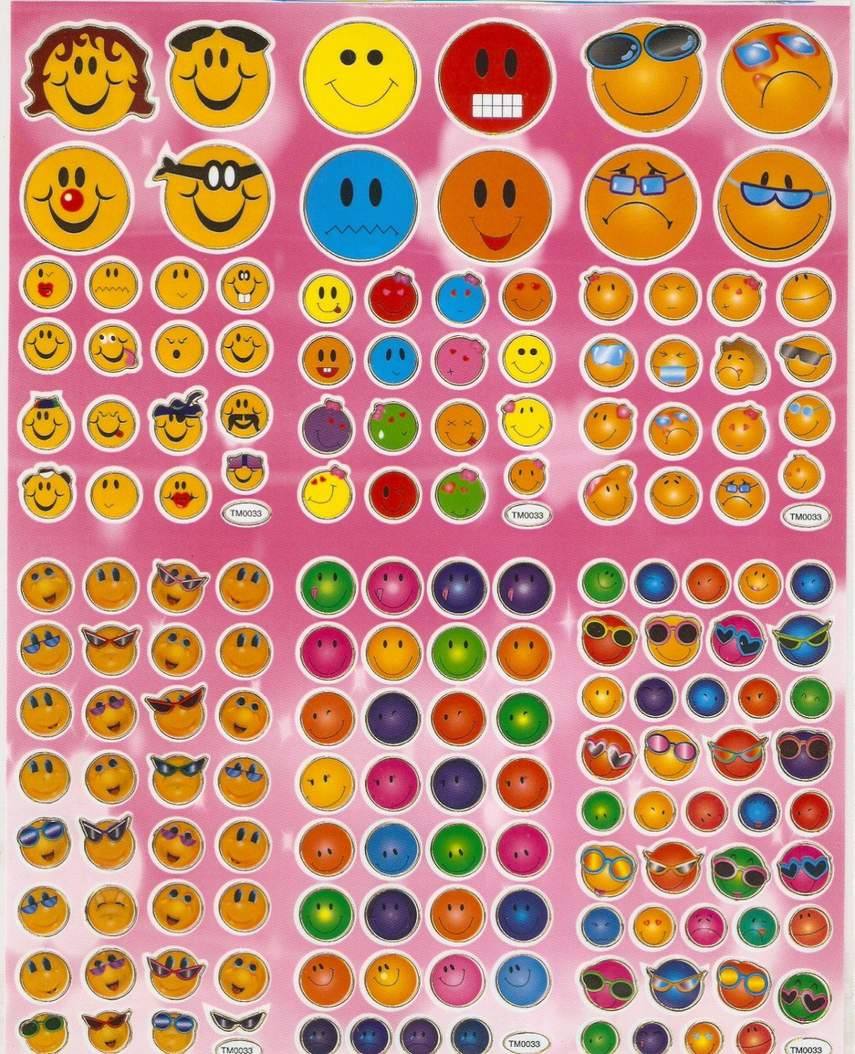 10 sheets #TM0033 SMILEY FACE Removable A4 Sticker