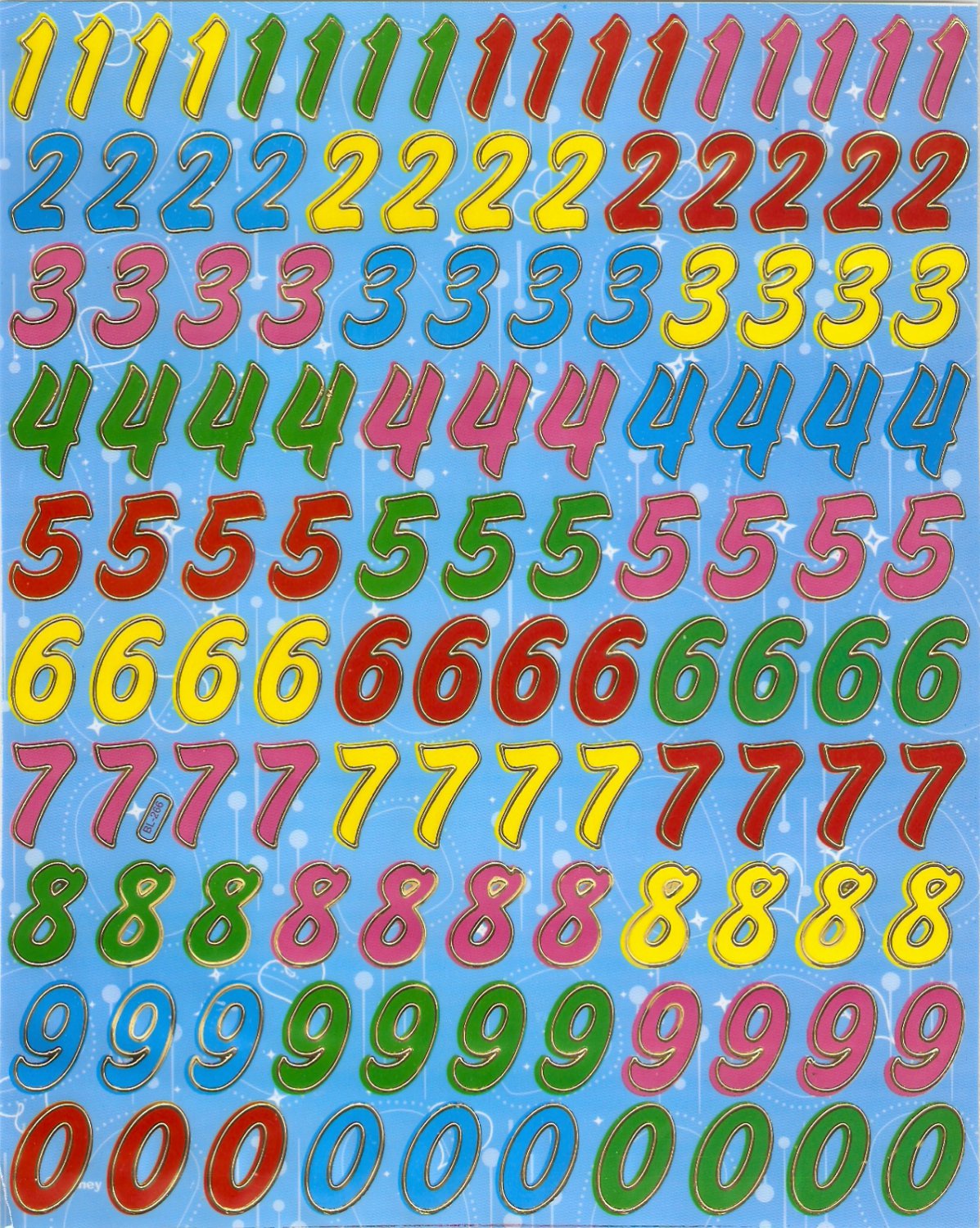 10 sheets #BL266-SP00177 NUMBER Removable A4 Sticker