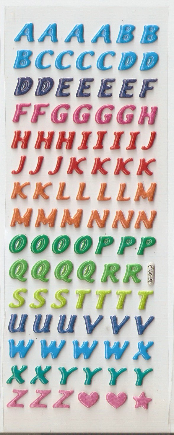 OK015f Letter Alphabet Mini Puffy Sticker FREE SHIPPING