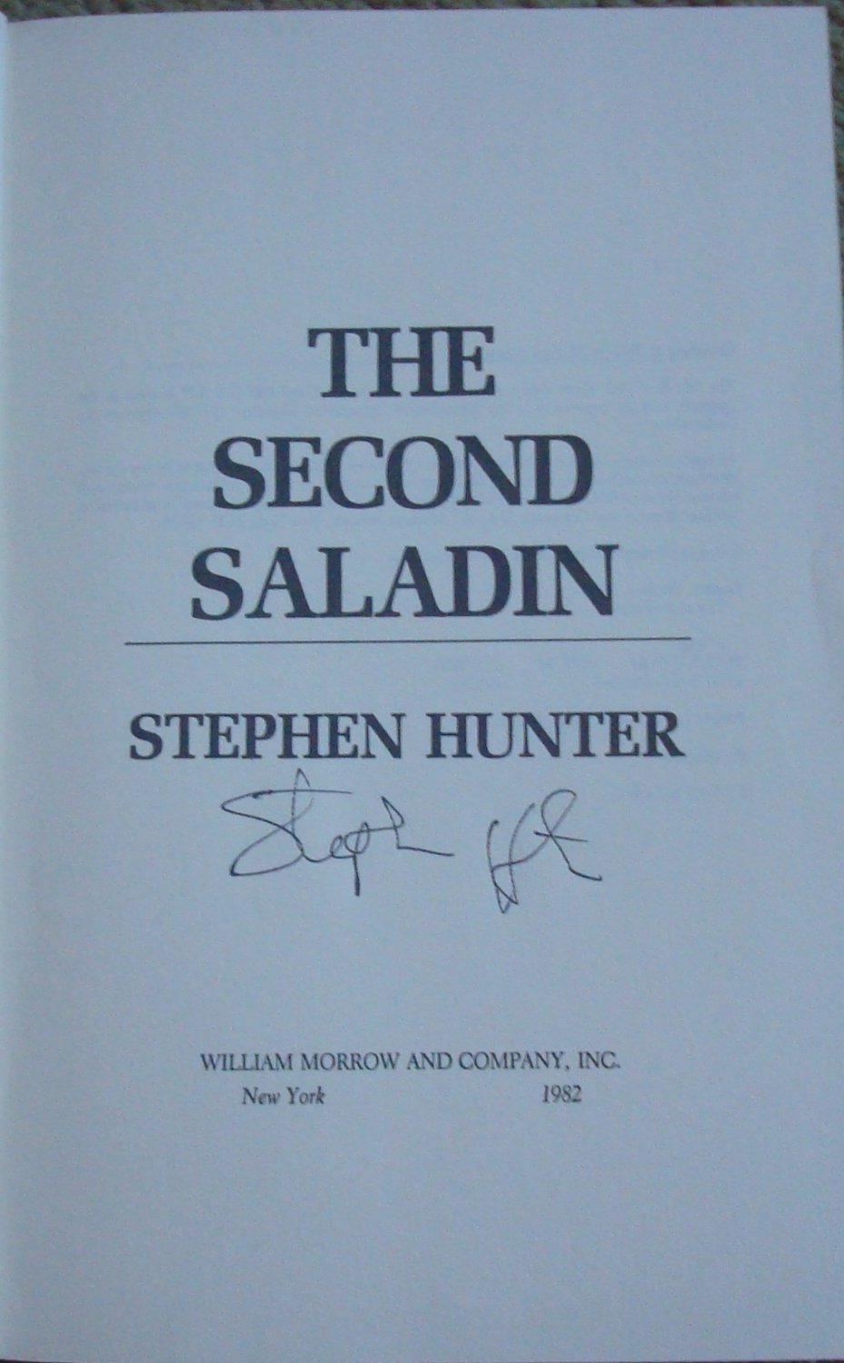 The Second Saladin - Stephen Hunter First Edition Signed