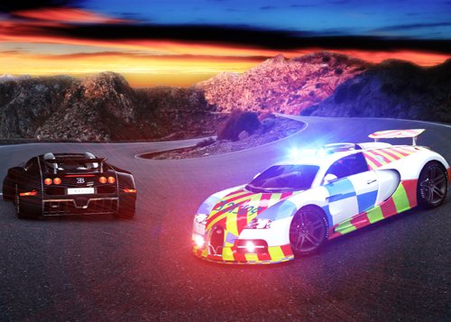 Bugatti Veyron Police Car Chase Car Poster Print on 10 mil Archival ...