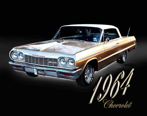 Chevrolet Impala (1964) Car Poster Print on 10 mil Archival Satin Paper ...