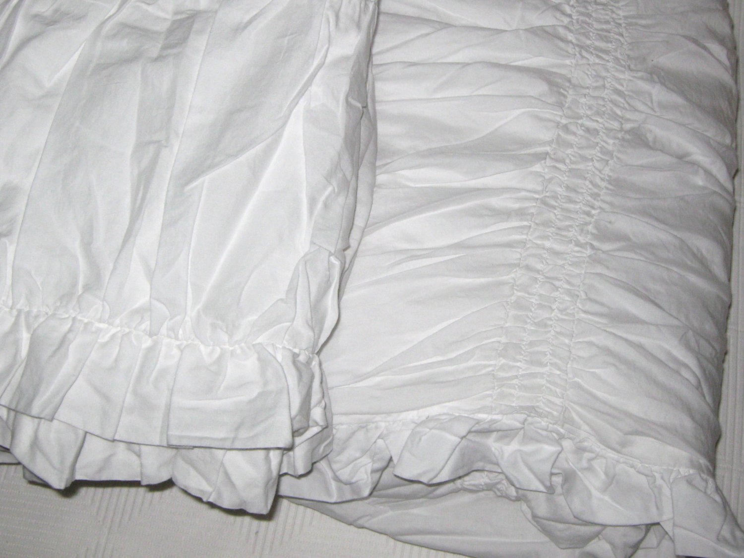 Simply Shabby Chic KING SMOCKED White Duvet Comforter Cover NO SHAMS