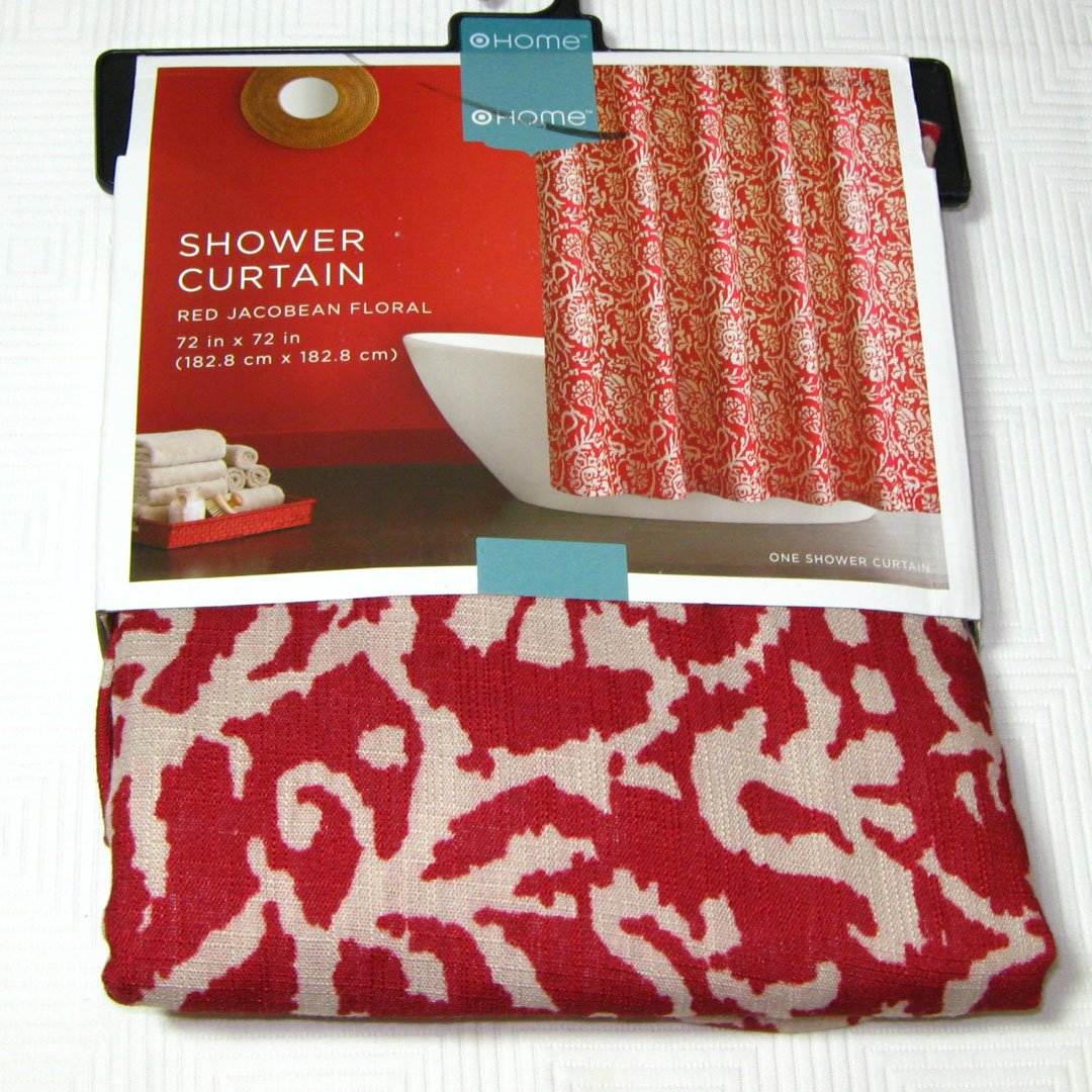 Target Home RED JACOBEAN FLORAL Fabric Shower Curtain