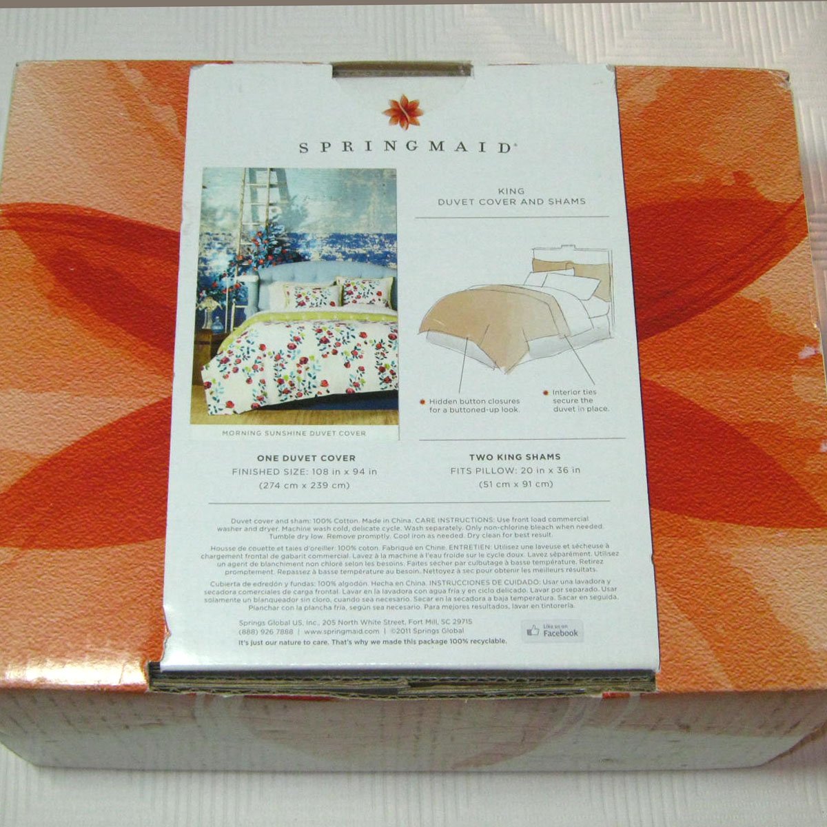 Springmaid MORNING SUNSHINE King 3 pc Duvet Set Floral Multicolor