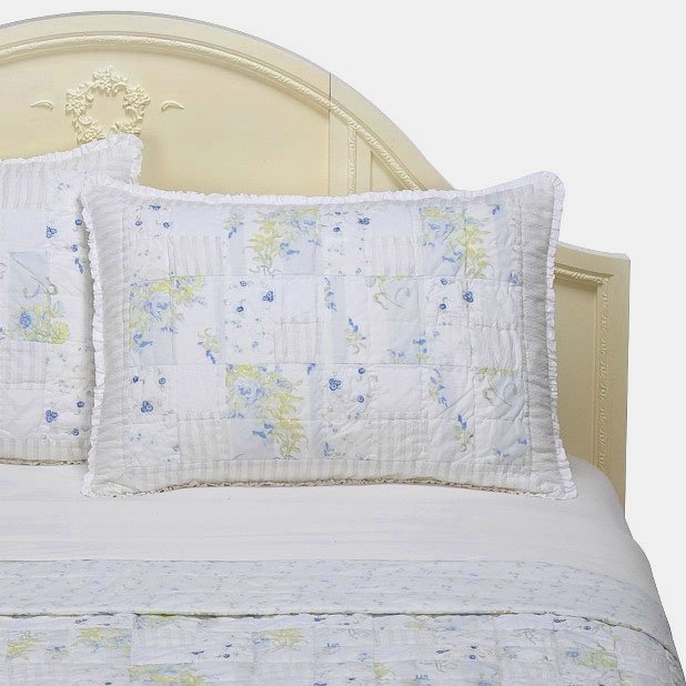 Simply Shabby Chic Blue Patchwork GARDEN STRIPE Twin Set Quilt & Sham ...