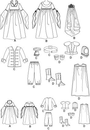 Simplicity 4944 Kids Medieval Princess / Fairy Dress PATTERN Knight ...