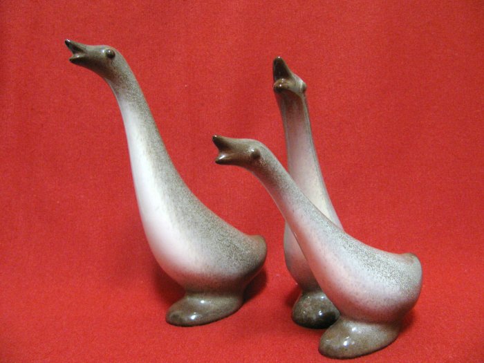 Howard Pierce Geese Goose Gosling Set 3 50s Retro Art Pottery Rare