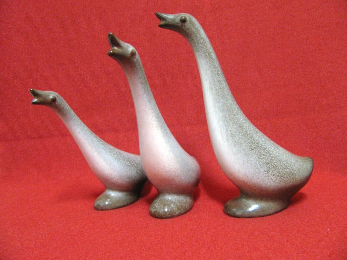 Howard Pierce Geese Goose Gosling Set 3 50s Retro Art Pottery Rare