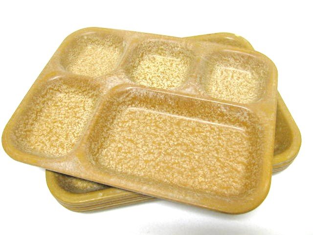 Bolta Cafeteria Lunch Trays Serving Dining Vintage Tan Set 6 50s