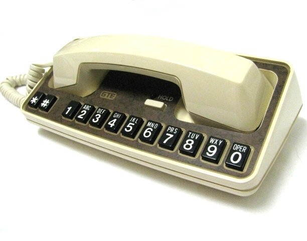 Funky Vintage Telephone GTE Touch Tone Wood Grain Big Button Tan Beige ...