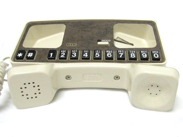 Funky Vintage Telephone GTE Touch Tone Wood Grain Big Button Tan Beige ...